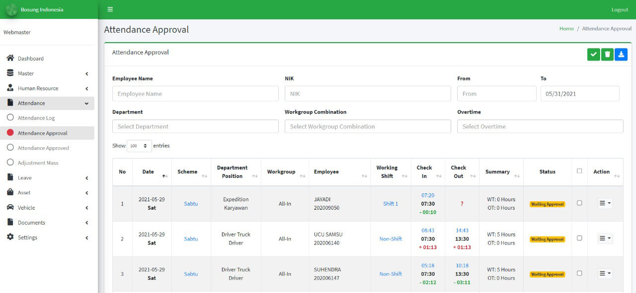 Software HRIS Custom Bosung Indonesia