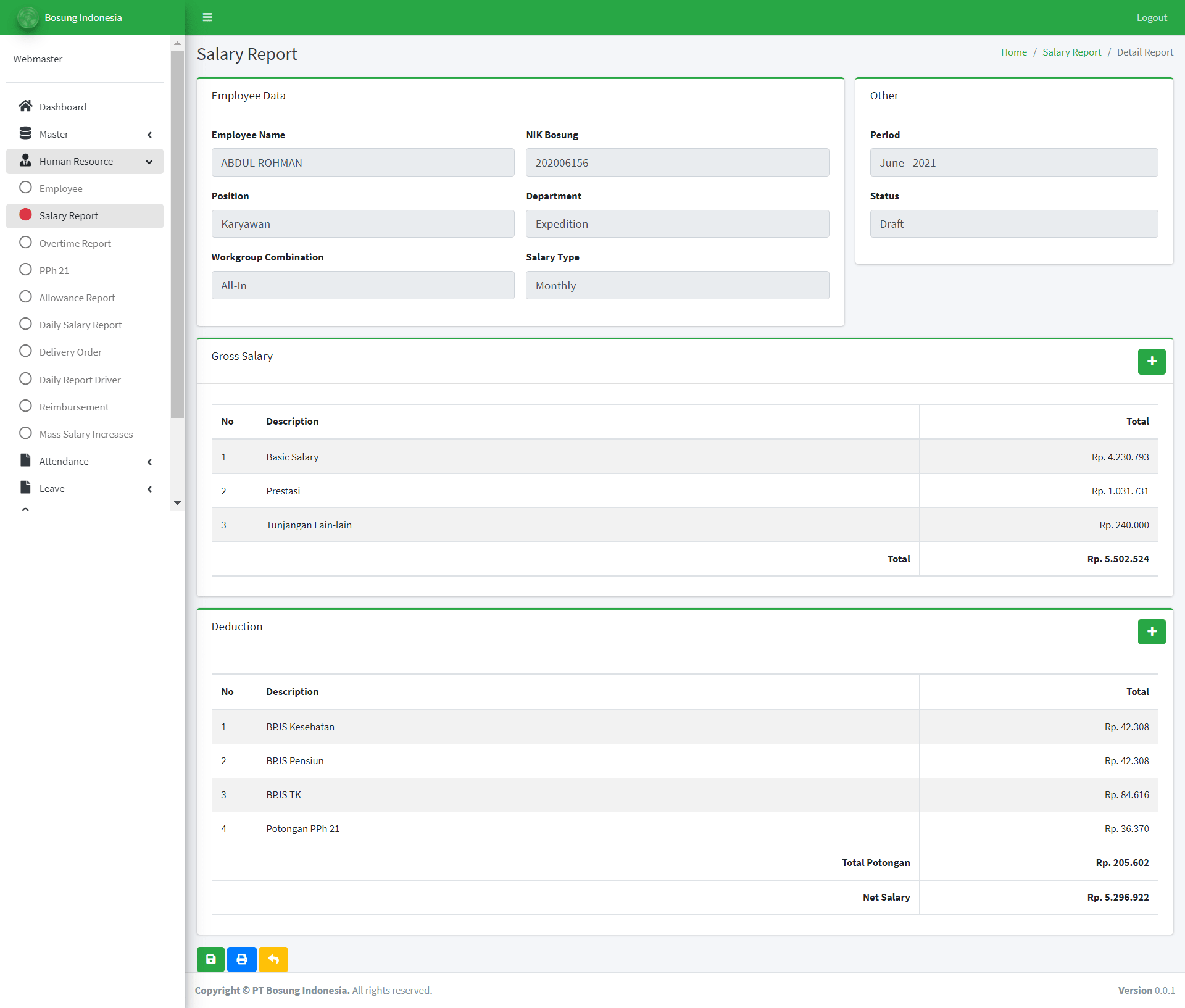 Software HRIS Custom Bosung Indonesia